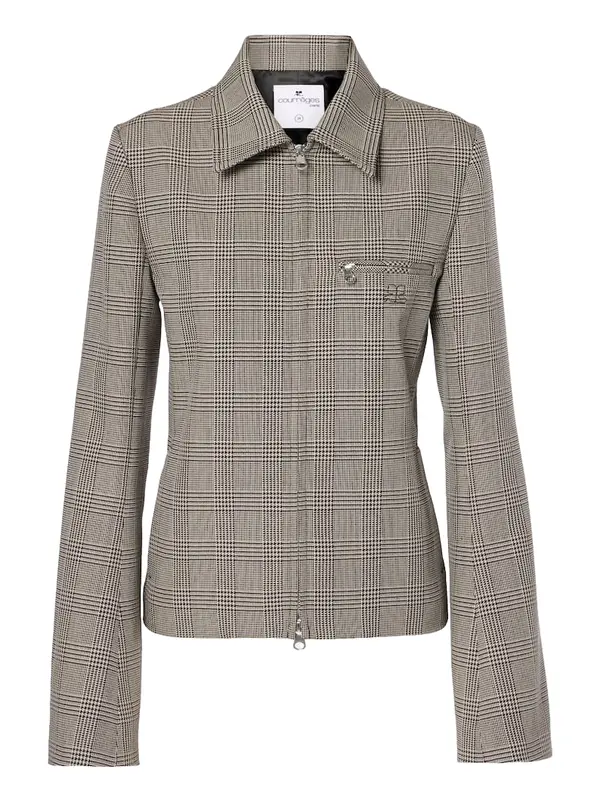 COURREGES Courrèges Prince Of Wales Check Wool-blend Jacket - Beige