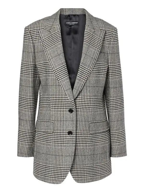 Dolce & Gabbana Prince Of Wales Check Wool-blend Blazer - Grey