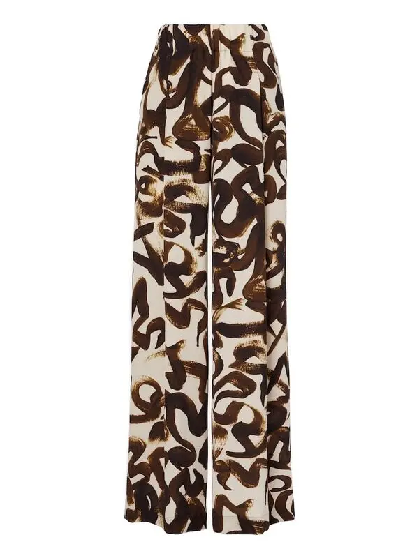 Dries Van Noten Printed High-rise Wide-leg Pants - Brown