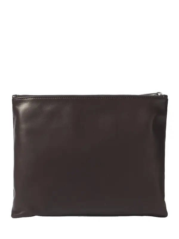 THE ROW Allegra Leather Clutch - Brown