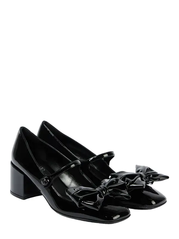 Valentino Garavani Bowjane 50 Patent Leather Mary Jane Pumps - Black