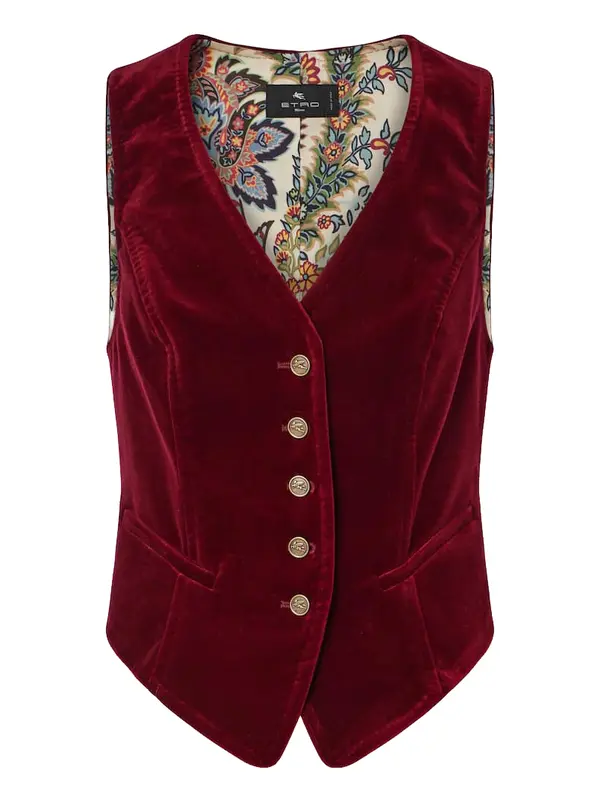 Etro Velvet Cotton Vest - Red