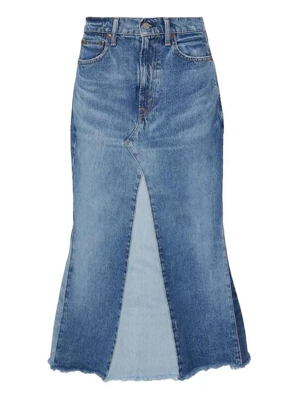 Polo Ralph Lauren Deconstructed Denim Midi Skirt - Blue