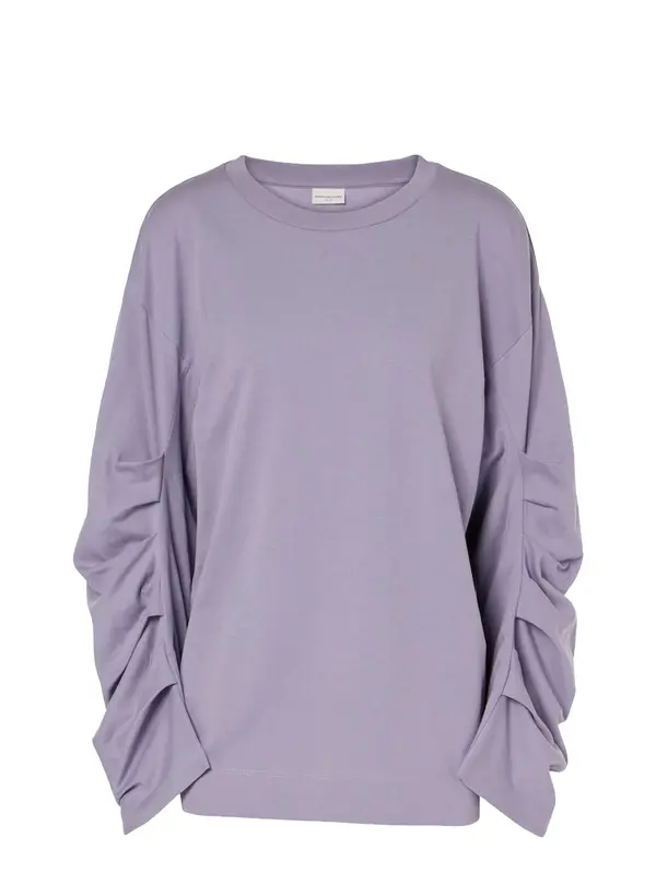 Dries Van Noten Ruched Cotton Jersey Sweatshirt - Purple