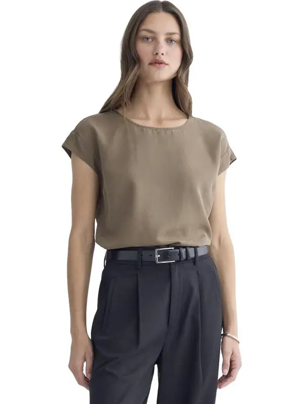 Everlane Muscle Top In Butterlite Fabric - Deep Taupe