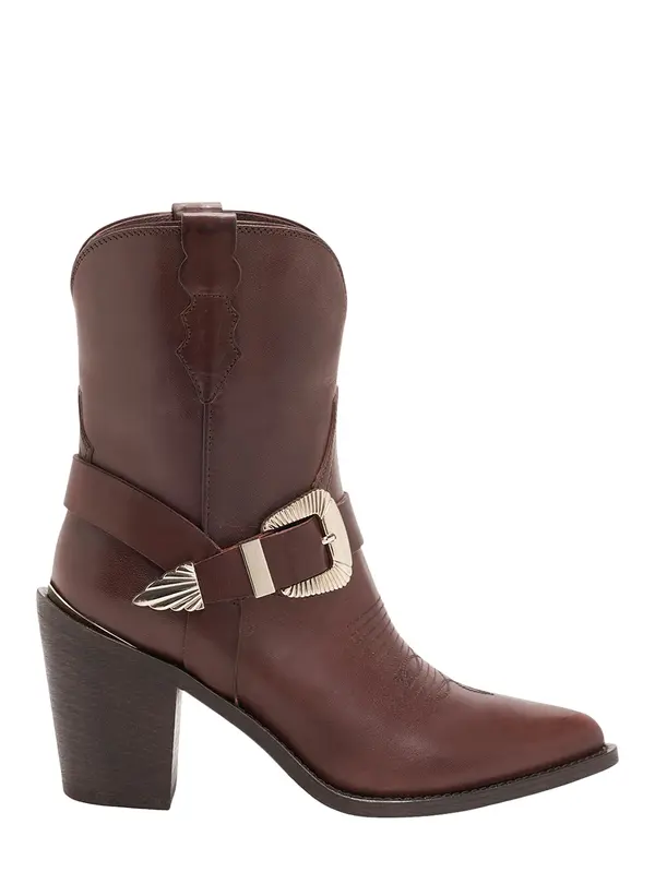 Partlow Charlotte Leather Western Booties - Bruciato