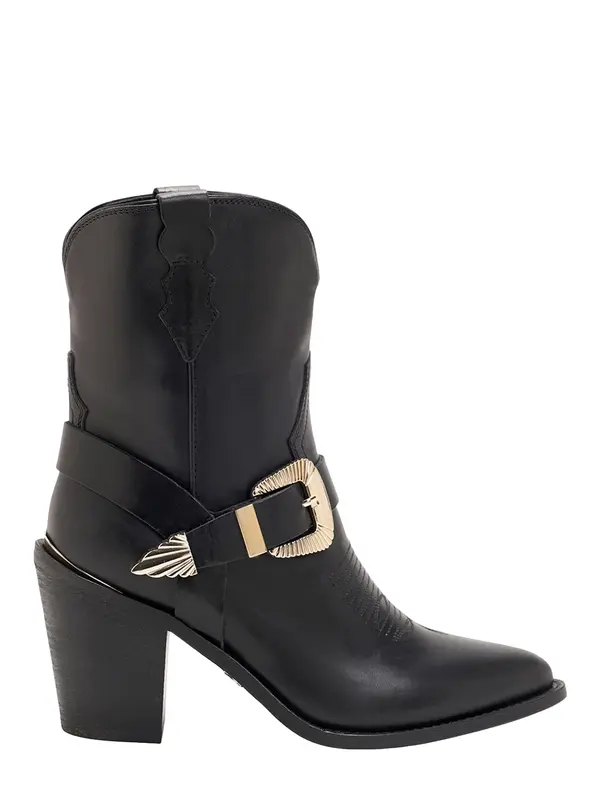 Partlow Charlotte Leather Western Booties - Nero