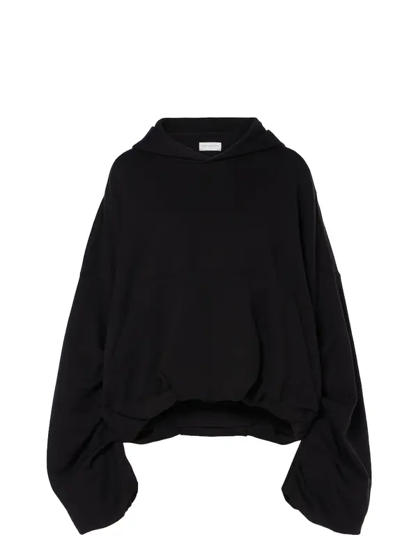 Dries Van Noten Oversized Cotton Jersey Hoodie - Black