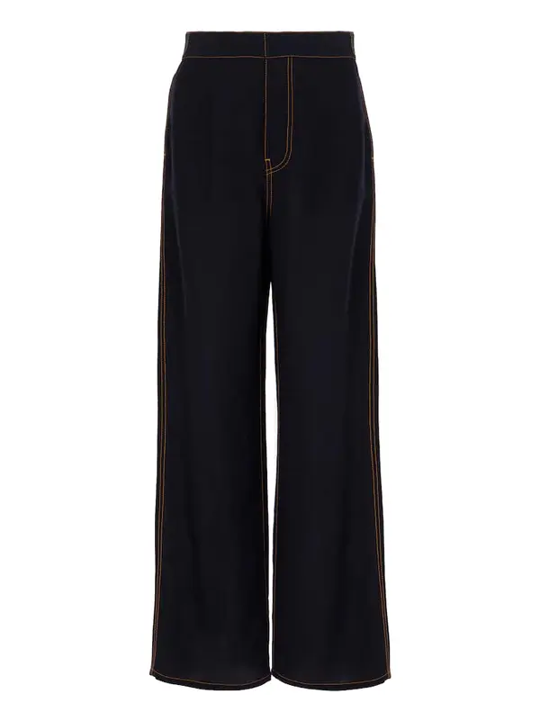 Alaïa Tailored Wool-blend Georgette Wide-leg Pants - Blue