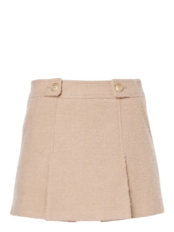 TOM FORD Wool And Silk-blend Bouclé Miniskirt - Beige
