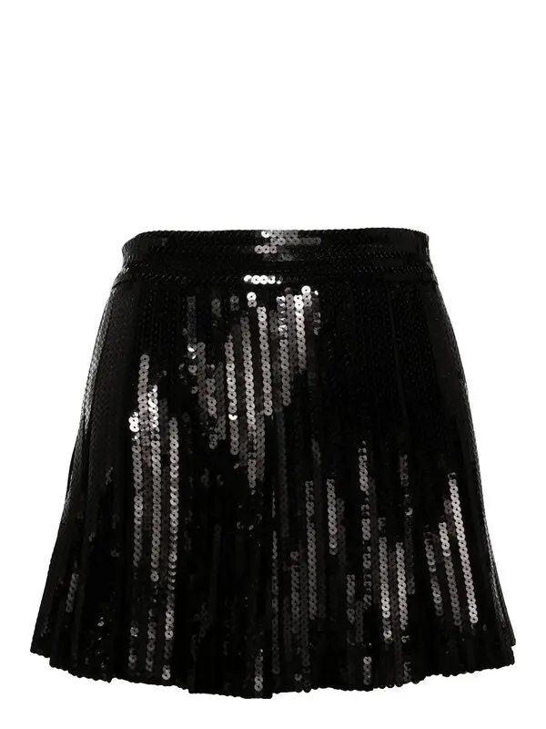 P.a.r.o.s.h Pleated Sequined Miniskirt - Black