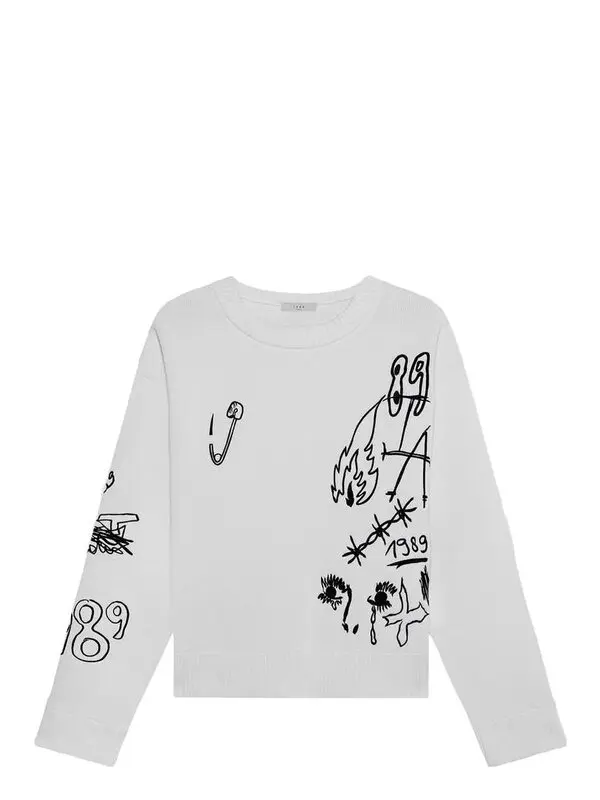 1989 STUDIO Scribble Pattern Knit Jumper - White