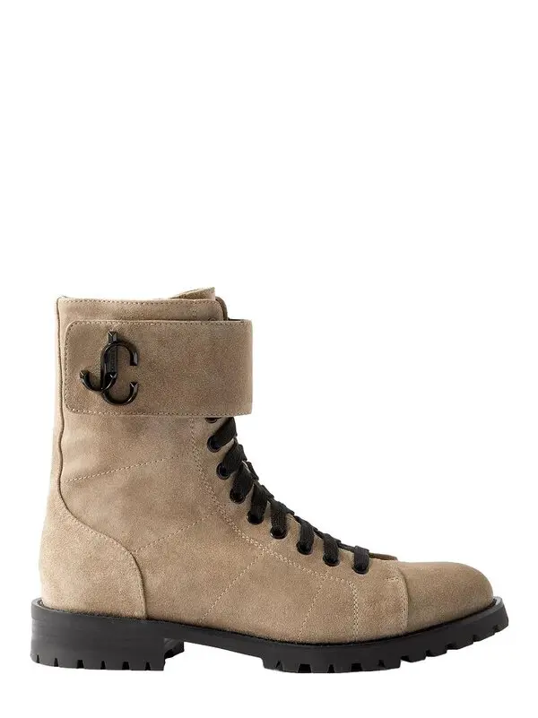 JIMMY CHOO Ceirus Suede Combat Boots - Mushroom
