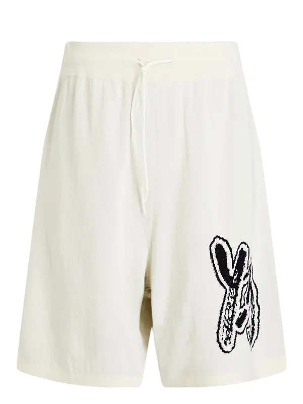 Y3 Intarsia-knit Drawstring Shorts - Off-white