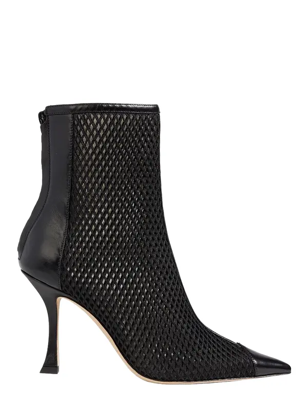 JIMMY CHOO Naidoo 90 Mesh And Leather Ankle Boots - Black
