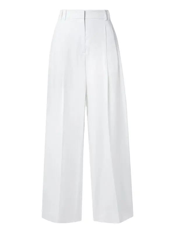 Another Tomorrow Net Sustain Pleated Wide-leg Pants - White