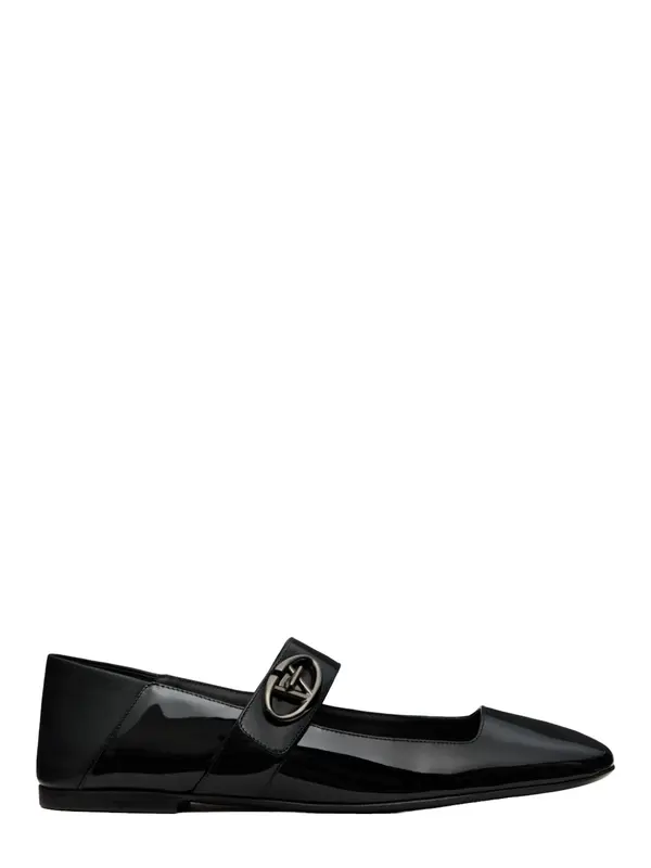 Valentino Garavani Vlogo Locket Mary Jane Ballet Flats - Black