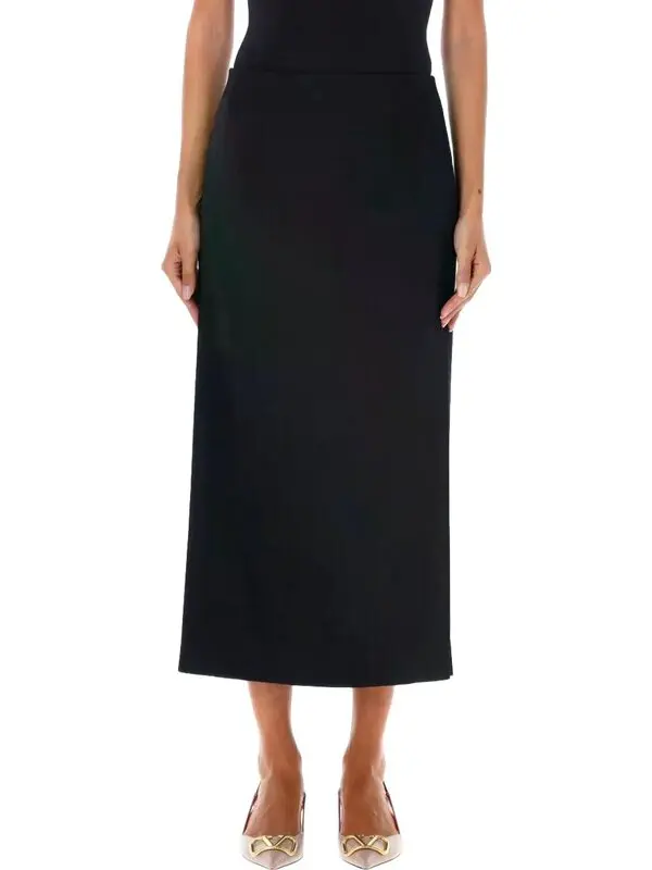 Valentino Garavani Wool Midi Pencil Skirt - Black