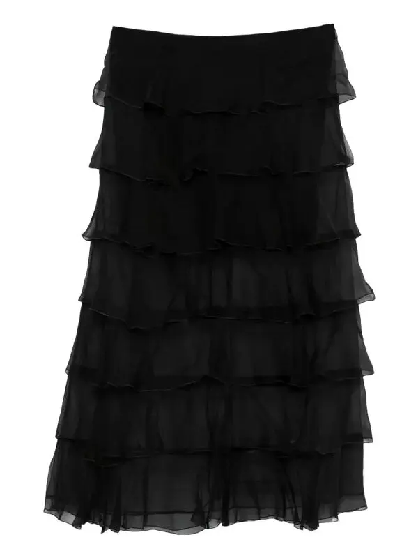 Valentino Garavani Ruffled Midi Skirt - Black