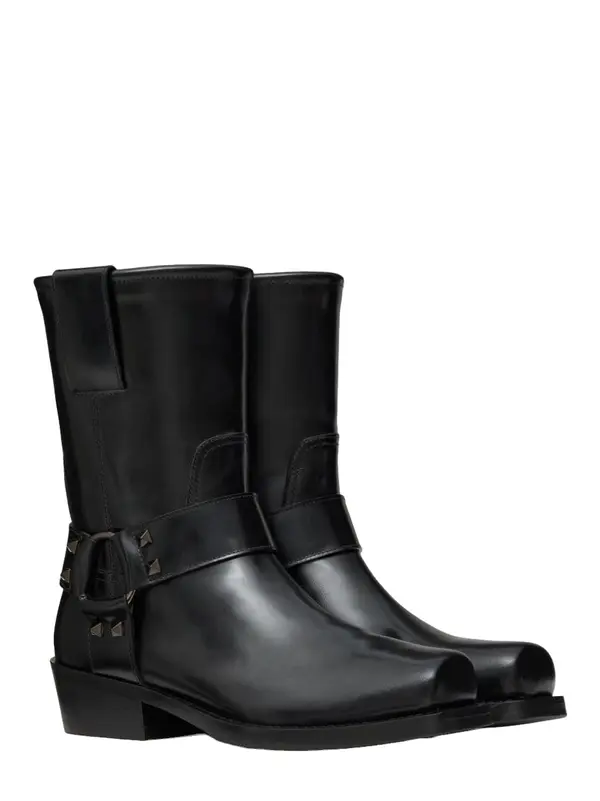 Valentino Garavani 40mm Rockstud Biker Boots - Black