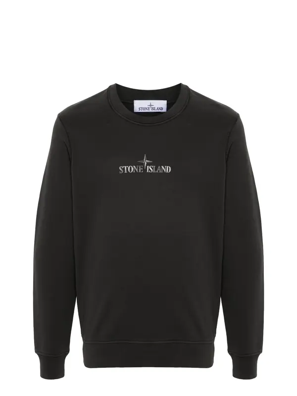 Stone Island Embossed Logo Crewneck Sweatshirt - Black