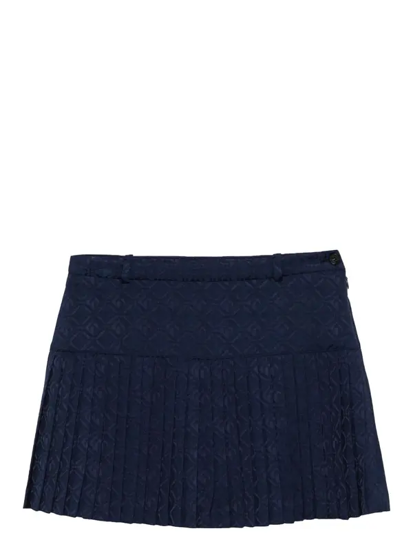 MARINE SERRE Moon Diamond Jacquard Pleated Mini Skirt - Blue
