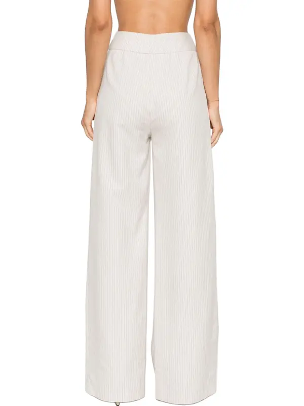 MITILIANE COUTURE Pinstriped Wide-leg Trousers - Neutrals
