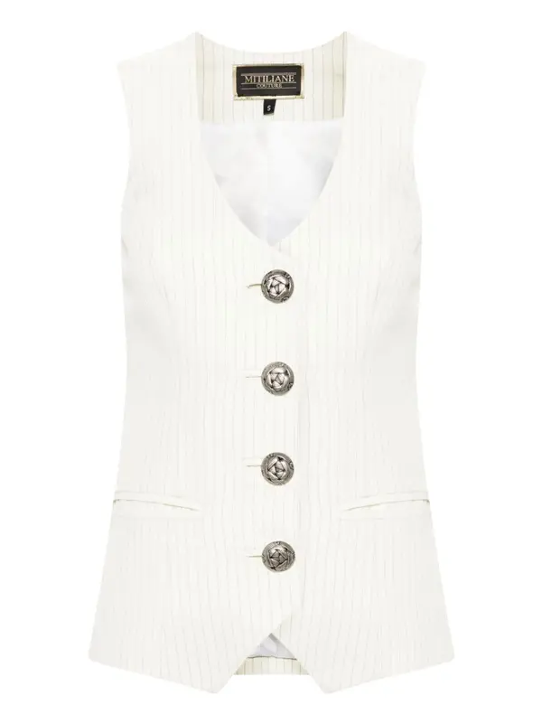MITILIANE COUTURE Pinstriped Vest - White