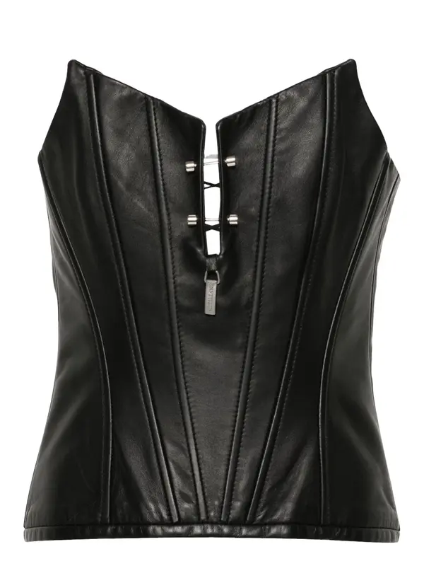 MITILIANE COUTURE Piercings Leather Corset - Black