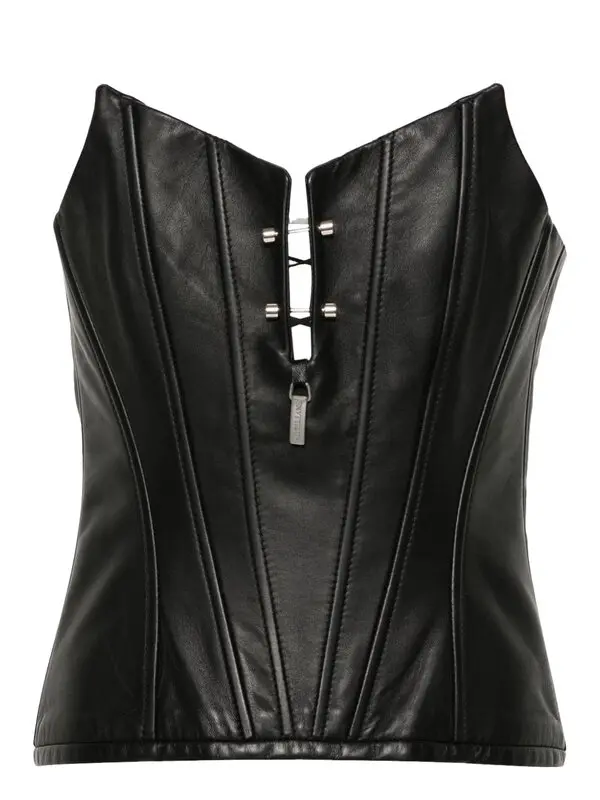 MITILIANE COUTURE Piercings Leather Corset - Black