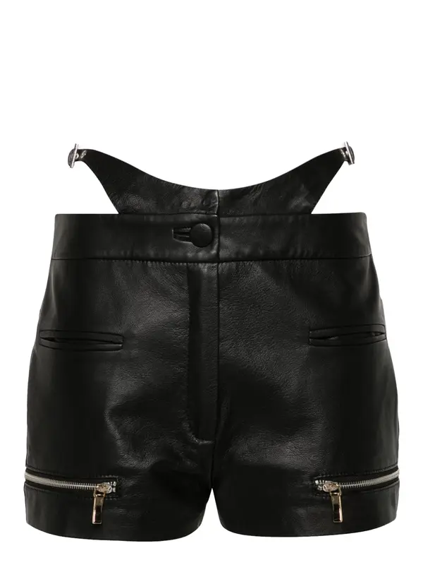 MITILIANE COUTURE Cut-out Leather Shorts - Black