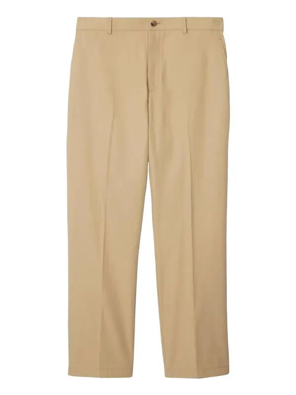 Burberry Logo-embroidered Cotton Chino Trousers - Neutrals