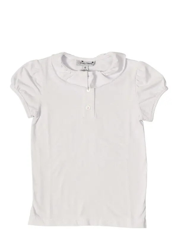 Busy Bees Eliza Ruffle Knit Polo - White