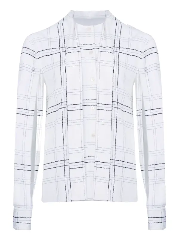 Ports 1961 Checked Tie-strap Shirt - White