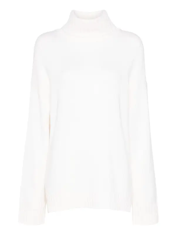 ALLUDE Roll Neck Virgin Wool-cashmere Blend Sweater - White
