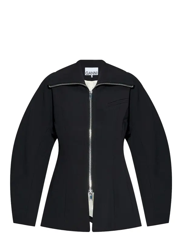 GANNI Bonded Crepe Jacket - Black