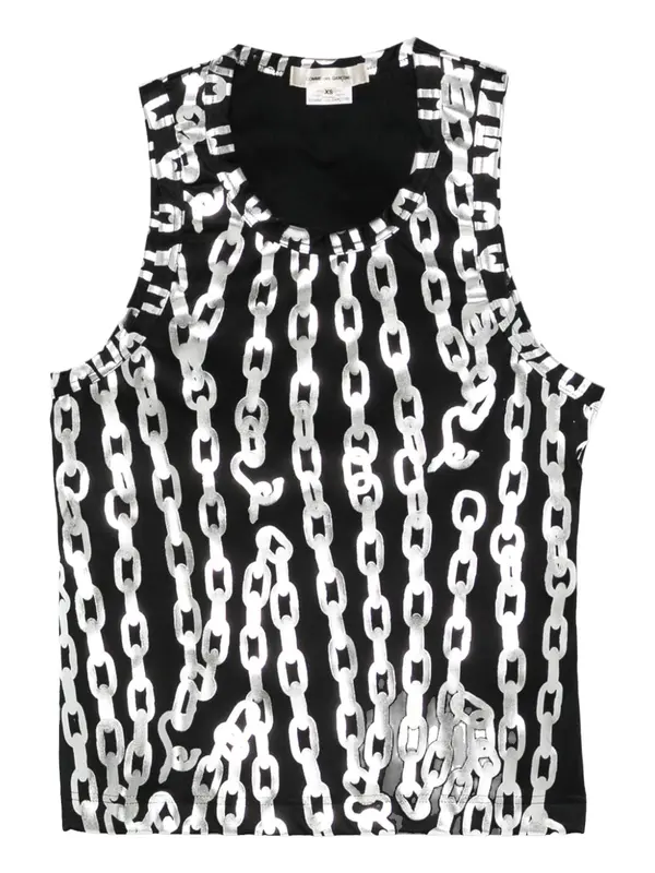 Comme Des Garçons Chain-link Print Tank Top - Black