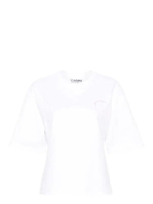 GANNI Embroidered Logo T-shirt - White
