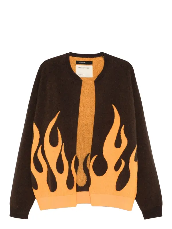 Frenckenberger Flame-jacquard Cardigan - Brown