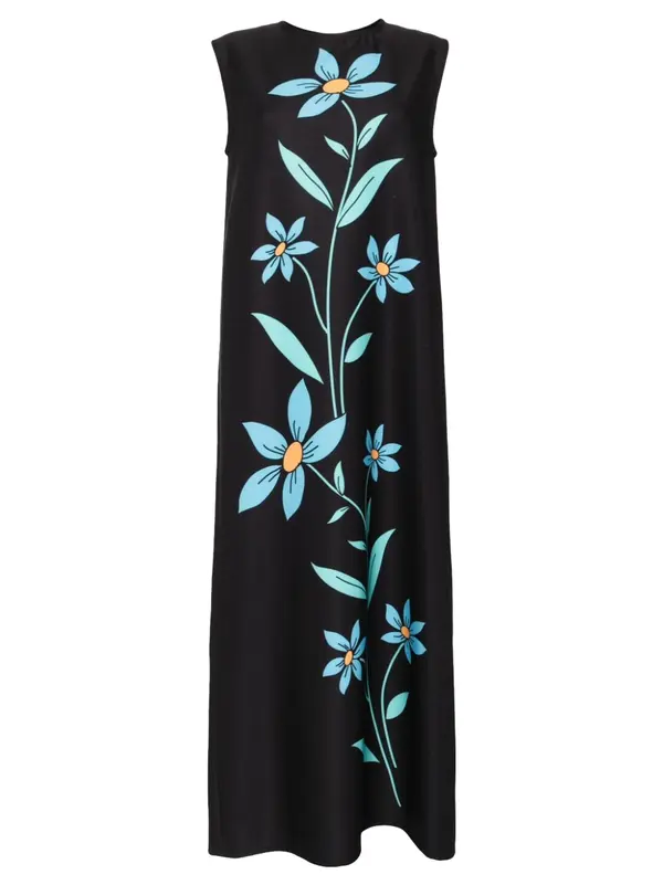BAMBAH Hibiscus Sleeveless Dress - Black
