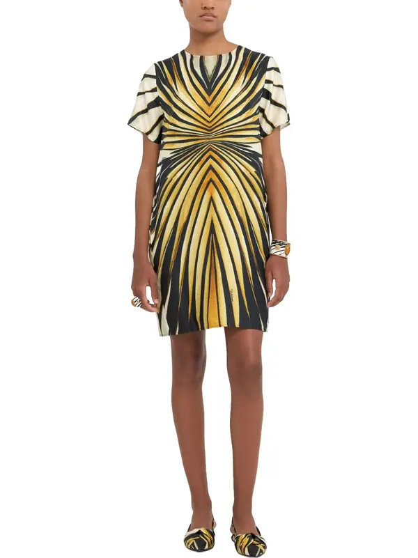 Roberto Cavalli Abstract-print Dress - Gold