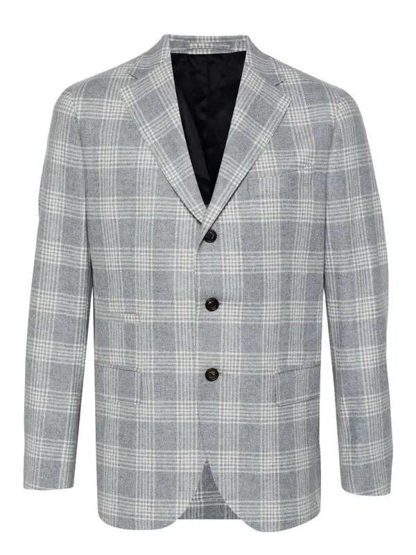 Eleventy Checkered Blazer - Blue