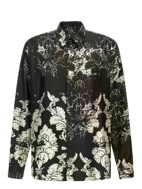 Roberto Cavalli Broccato-print Shirt - Black