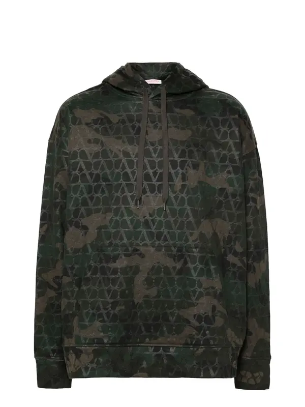 Valentino Garavani Toile Iconographe Camouflage Hoodie - Green