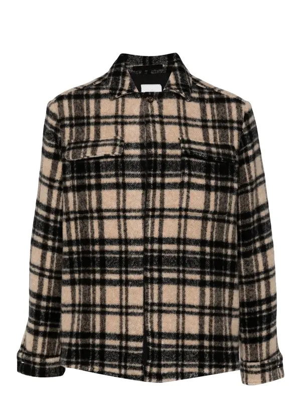 Eleventy Checkered Shirt Jacket - Black