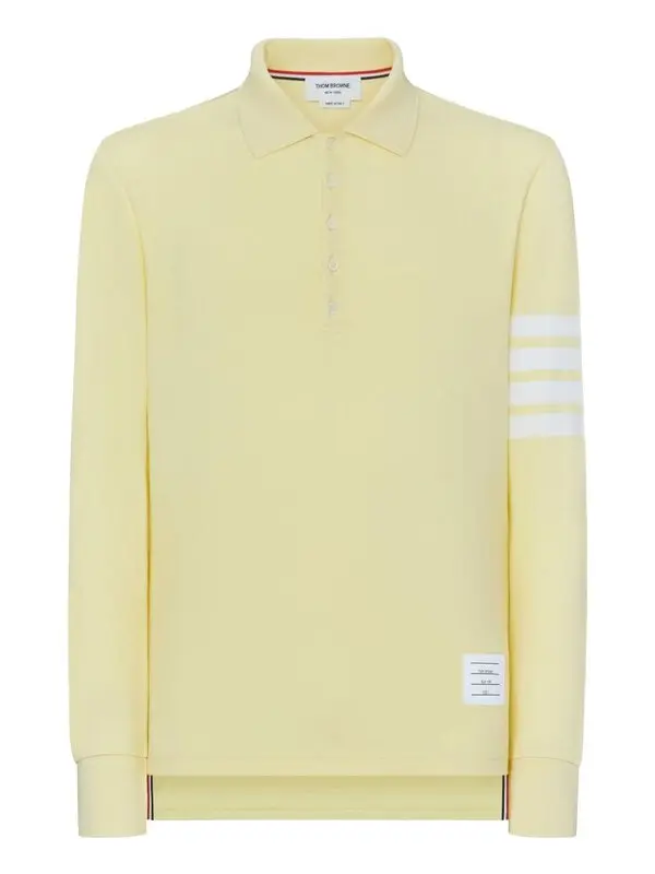 Thom Browne 4-bar Long-sleeve Polo Shirt - Yellow