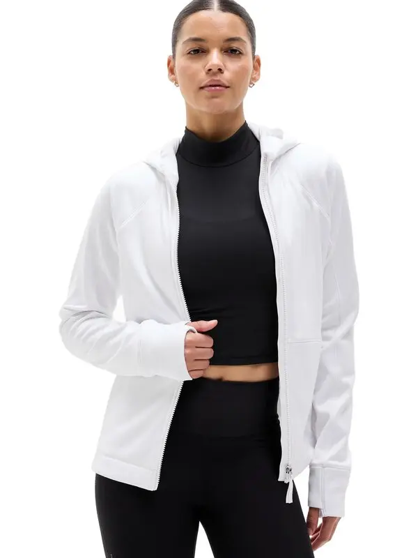 Athleta Fleece Lined Full Zip Jacket - Bright White