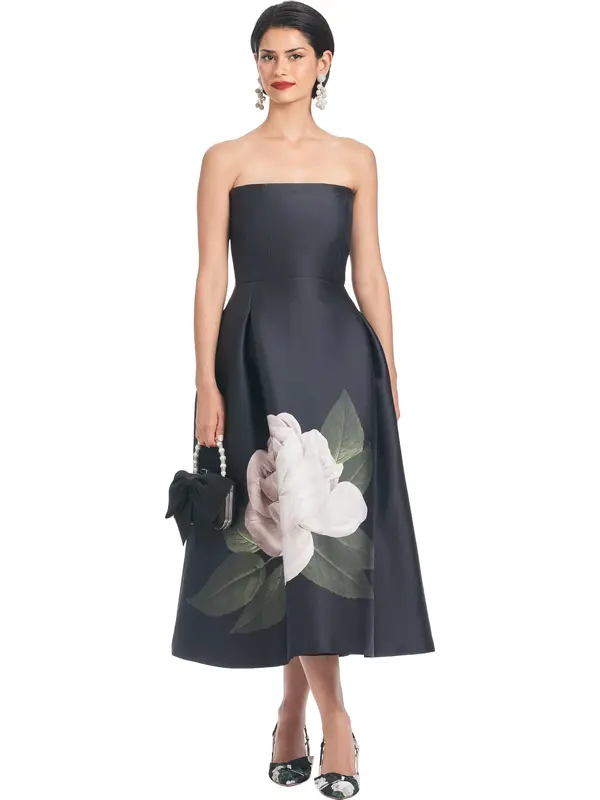 Sachin & Babi Shay Strapless Tea-length Dress - Blooming Rose