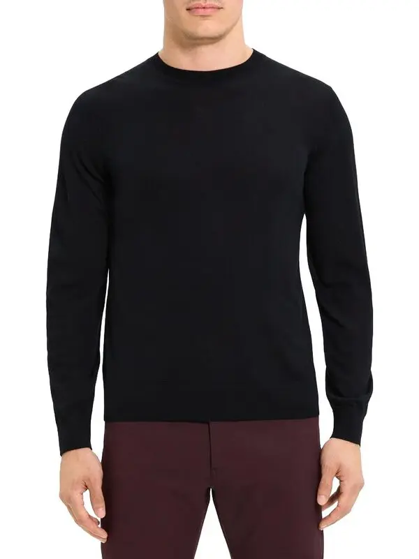 Theory Regal Wool Crewneck Sweater - Black
