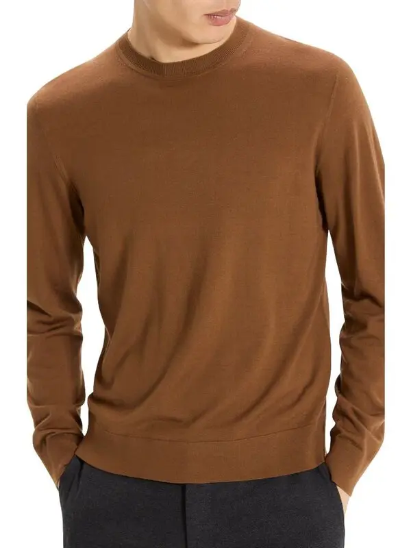 Theory Regal Wool Crewneck Sweater - Cafe